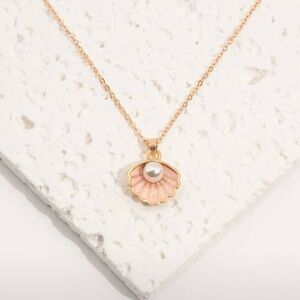 Jewelry | Pearl In Clam Shell Pink Enamel Seashell Mermaid Ocean Beachy ...